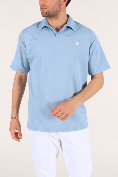 Mavi Yakalı Oversize Erkek Tişört 177540 | ModamızBir | Modamizbir.Com