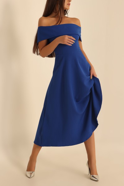 Saks Mavisi Madonna Atlas Midi Abiye Elbise 201171 | ModamızBir ...