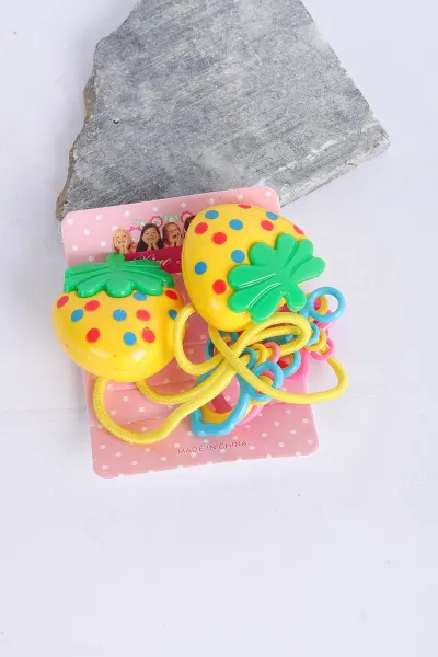 Sarı Çilek Figürlü Kız Çocuk Lastik Toka 317486