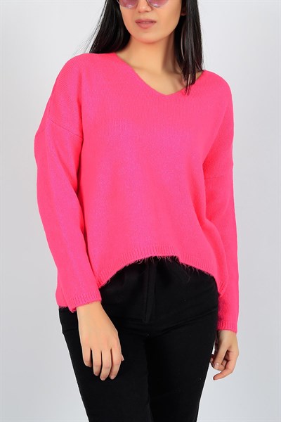 24,95 TL Selanik Örgü İpeksi Neon Pembe Triko Kazak 23563B | ModamızBir ...