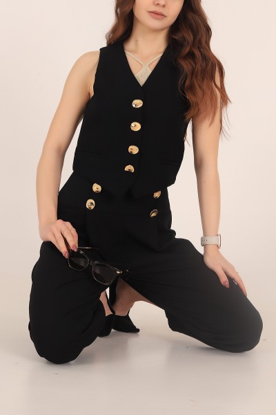 Siyah Atlas Şalvar Pantolon Yelek İkili Takım 169957 | ModamızBir ...