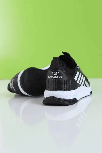 Siyah Beyaz (31-35) Triko Bağcıklı Şeritli Çocuk Spor Ayakkabı 275085 ...