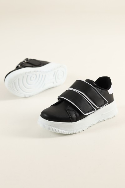 Siyah Beyaz Yüksek Taban Çift Bantlı Spor Ayakkabı 216867 | ModamızBir ...