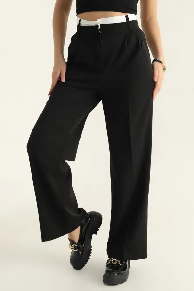 Siyah Cepli Garnilli Dabıl Kadın Pantolon 322207