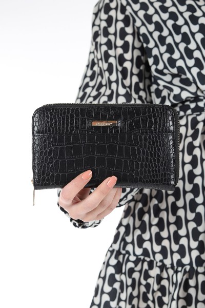 69.99 TL Siyah Kroko Desen Cüzdan 139457 | ModamızBir | Modamizbir.Com