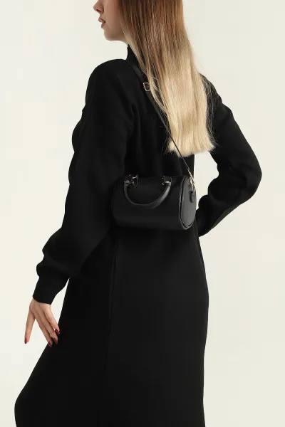 Siyah Mini Boy Dokulu Kadın El ve Omuz Çantası 313815