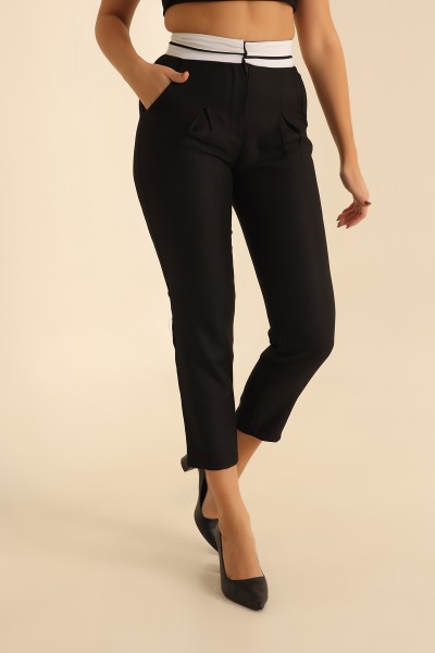 Siyah Yün Efek Tasarım Pantolon 209202 | ModamızBir | Modamizbir.Com