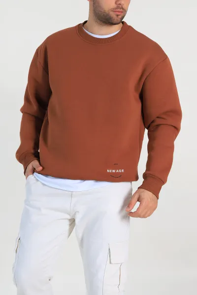 Taba Oversize Üç İp Şardonlu Kabartma Yazı Detaylı Basic Erkek ...