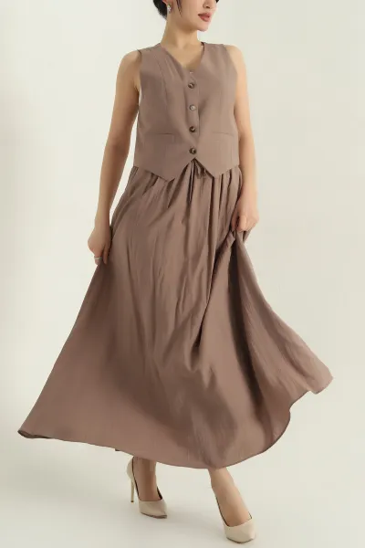 Vizon Olivia Kumaş Cepken Etek Kadın İkili Takım 349002